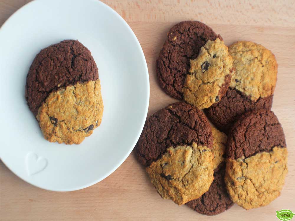 Two-Tone Chocolate & Choc Chip Cookies | Natvia Online Store